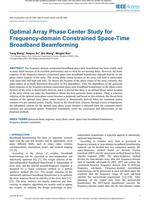 Pdf Optimal Array Phase Center Study For Frequency Domain Constrained