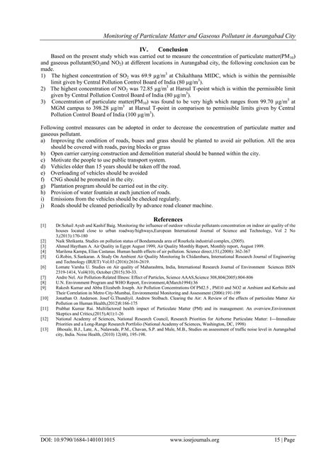 Monitoring Of Particulate Matter And Gaseous Pollutant In Aurangabad City Pdf