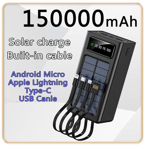 Solar Powerbank Mah Built In Cable Power Bank External Battery Dual Usb Output Outdoor