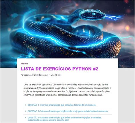 🚀 Lista De Exercícios Python 2 Hora De Praticar Com Loops E Funções