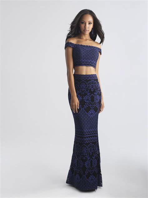 French Novelty Madison James 18 646 Off Shoulder 2pc Lace Gown