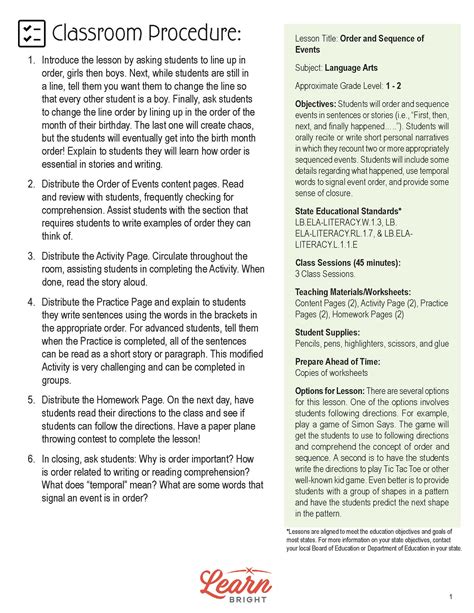 Order And Sequence Of Events Free Pdf Download Learn Bright