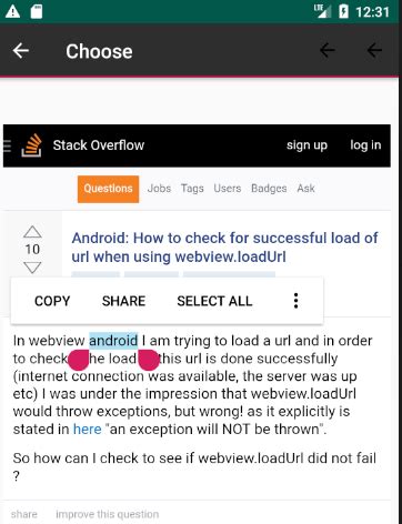 Java Android WebView Text Selection Listener In 2018 Stack Overflow