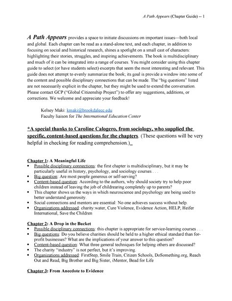 A Path Appears Chapter Guide A Path Appears Provides A Space To