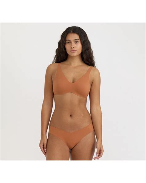 Organic Basics Bare Plunge Bralette In Brown Lyst