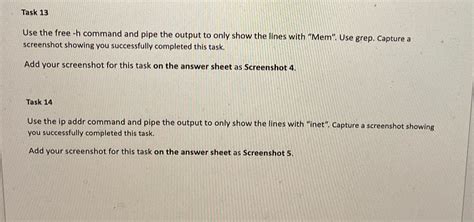 Solved Task 13use The Free H ﻿command And Pipe The Output
