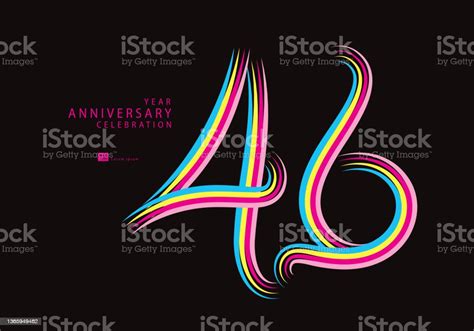 46주년 기념 기념 로고타입 컬러풀한 라인 벡터 46번째 생일 로고 46번 배너 템플릿 초대장 카드 및 포스터를 위한 벡터 디자인 템플릿 요소 2022년에 대한 스톡 벡터