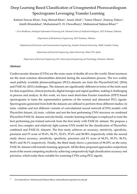 Pdf Deep Learning Based Classification Of Unsegmented Phonocardiogram Spectrograms Leveraging