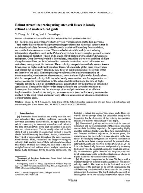 Pdf Robust Streamline Tracing Using Inter Cell Fluxes In Locally