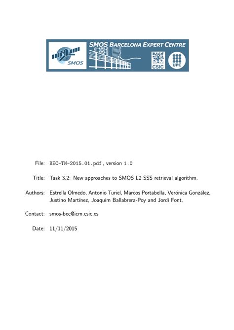 Pdf Task 32 New Approaches To Smos L2 Sss Retrieval Algorithm