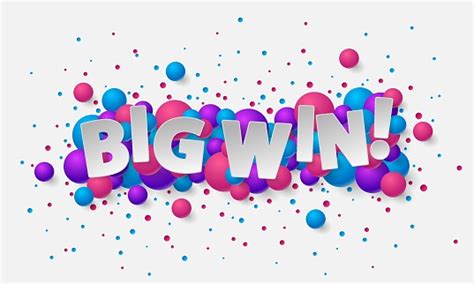 종이 흰색 글자 색색 먼지 색종이 공 풍선 및 글자가 있는 배너 빅 윈 흰색 배경에 벡터 그림입니다 포스터 카드 휴일 파티 요소