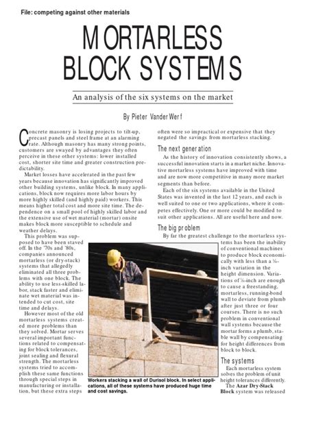 Concrete Construction Article Pdf Mortarless Block Systems Pdf Pdf Wall Concrete