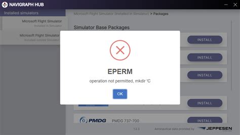 Eperm Operation Not Permitted Mkdir C Navigraph Navigraph Hub Navigraph