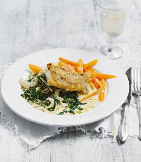 Quick Baked Cod With Sweet Potato Spinach And Crème Fraïche Recipe