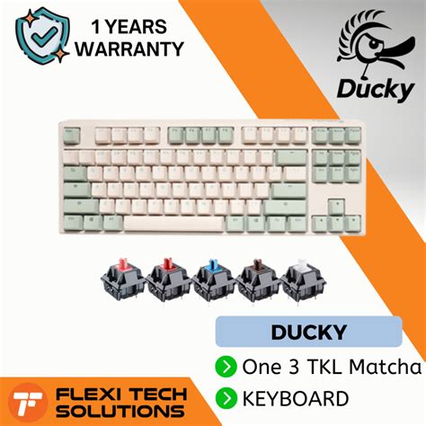 DUCKY One 3 TKL Matcha Mechanical Keyboard PBT Double Shot Wired Flexi Tech