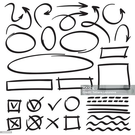 화살표와 프레임을 스케치 합니다 손으로 그린된 원형 타원형 프레임과 화살표 한다면 만화 포인터와 라인 벡터 세트 0명에 대한 스톡 벡터 아트 및 기타 이미지 Istock