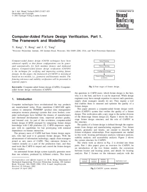 Pdf Computer Aided Fixture Design Verification Part 2 Tolerance Analysis