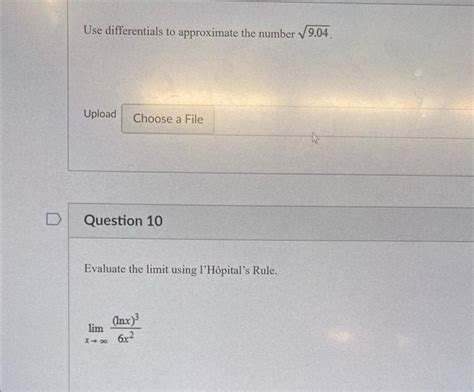 Solved Use Differentials To Approximate The Number 9 04