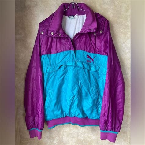Puma Jackets And Coats Vintage 8s 90s Puma Purple And Teal Pull Over