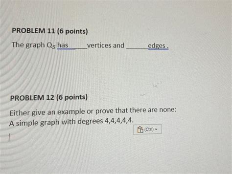 Solved Problem 11 6 Points The Graph Q5 Has Vertices And