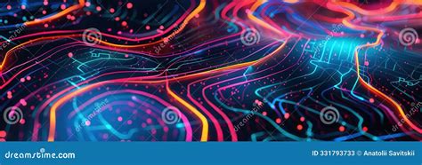 Dynamic Routes And Vibrant Lines Overlay A Map Symbolizing Connectivity And Direction In