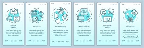 Video Production Onboarding Mobile App Page Screen Vector Template Film Making Process Movie