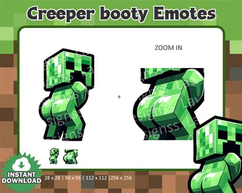 Creeper Booty Minecraft Game Twitch Emotes For Streaming Youtube Emotes
