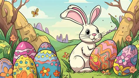 Easter Egg An Animated Cartoon Rabbit And Eggs Backgrounds  Free
