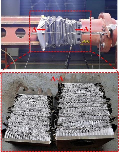 hges after quasi static compression test and cross sectional view