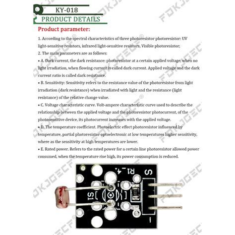 Ky 018 โมดูลเซนเซอร์ตรวจจับแสง ไวแสง 3pin สําหรับ Arduino Diy Kit Ky018 Shopee Thailand