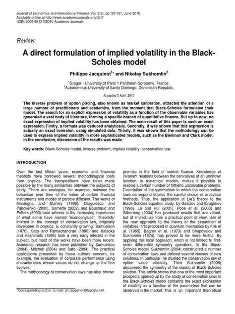 A Direct Formulation Of Implied Volatility In The Blackscholes Model