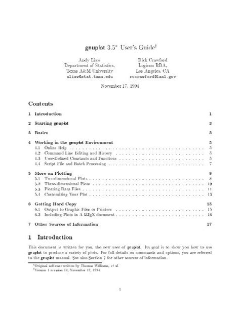 Gnuplot 35 Users Guide Contents 1 Introduction