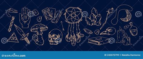 Magic Alchemist Symbols Set Spiritual Objects And Gothic Occult Tattoo