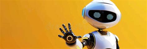Cute Little Robot Assistant Waves Hello Mobile Chatbot Computer