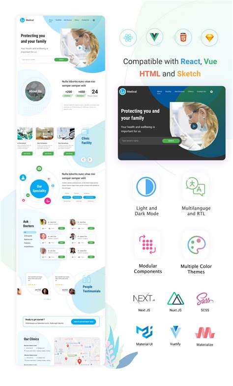 Lumedic React Vue Html Sketch Medical And Healthcare Landing Page Template Wpwar