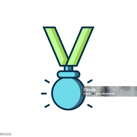 채워진 윤곽선 메달 아이콘이 흰색 배경에 고립되어 있습니다 승자 기호입니다 그림자가 있는 평면으로 채워진 윤곽선 스타일입니다 벡터 1에 대한 스톡 벡터 아트 및 기타 이미지