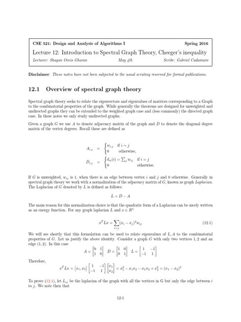 Introduction To Spectral Graph Theory Cheegers Inequality Pdf