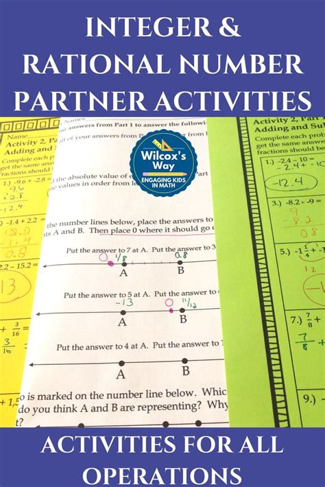 Integer And Rational Numbers Operations Partner Activities Rational