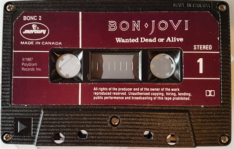Review Bon Jovi “wanted Dead Or Alive” 1987 Cassette