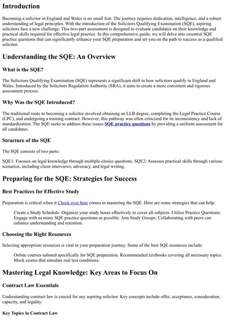 Ppt Mastering The Sqe Essential Practice Questions For Aspiring