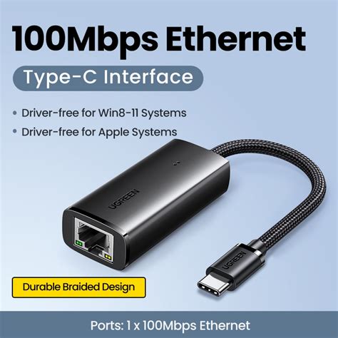 Ugreen USB Type C To LAN RJ Adapter Ethernet Network Speed Mbps Shopee Philippines