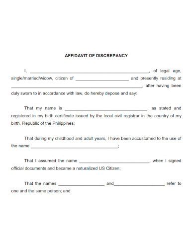 Free 10 Affidavit Of Discrepancy Samples Joint Name Address