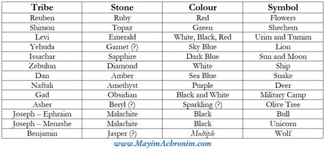 The Stones Symbols And Flags Of The Twelve Tribes Of Israel Mayim