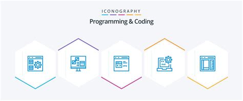 Programming And Coding 25 Blue Icon Pack Including Develop Code
