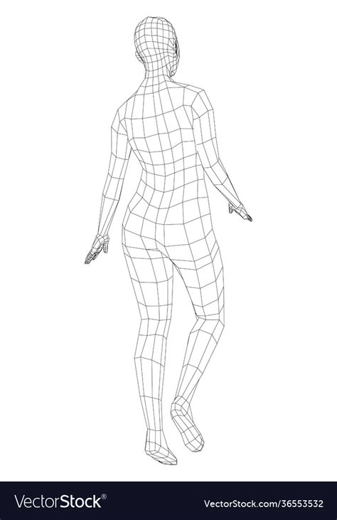Wireframe Walking Woman Royalty Free Vector Image