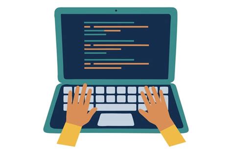 Premium Vector Software Developer Writing Code On The Laptop Programming Concept Vector Flat