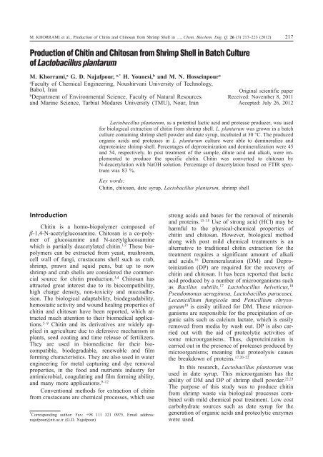Production Of Chitin And Chitosan From Shrimp Shell In Batch