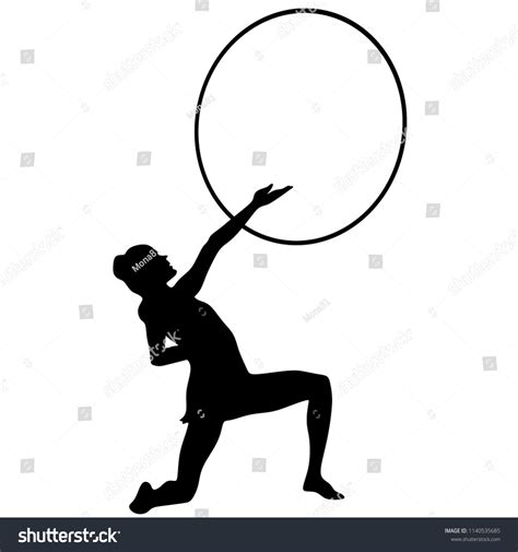 Rhythmic Gymnastics Silhouette On White Background Stock Vector Royalty Free