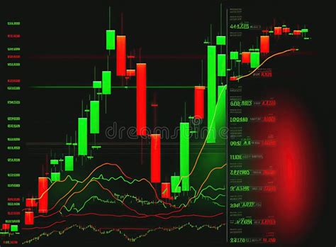Black Screen With Stock Charts Of Candlestick Stock Illustration