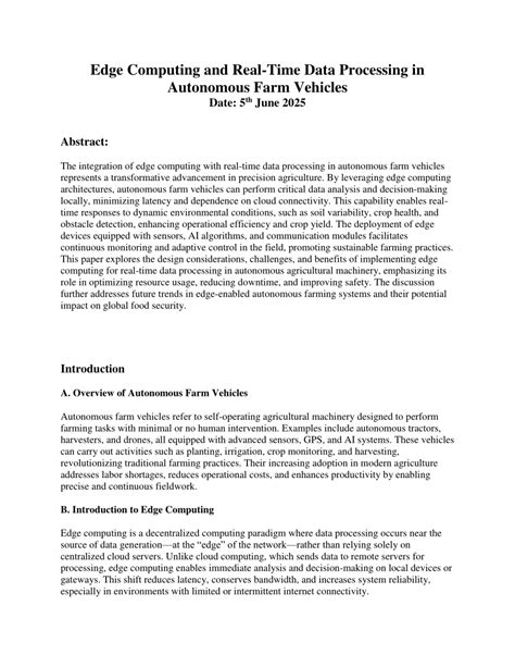 Pdf Edge Computing And Real Time Data Processing In Autonomous Farm